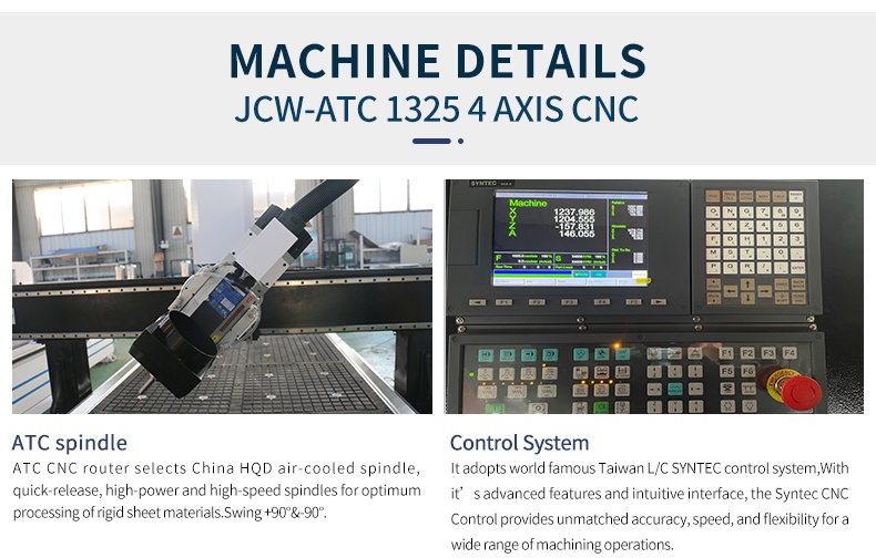 4 Axis Cnc Router ATC Machine with Spindle Swing Function